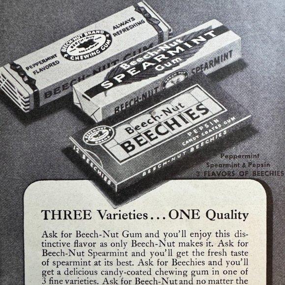 Beech-Nut Gum | Art | 946 Beechnut Gum Print Ad Three Varieties One ...